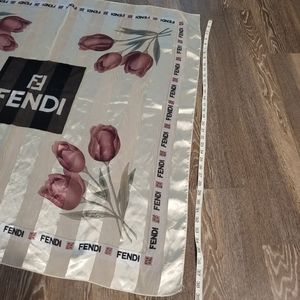 Fendi | Accessories | Vintage Fendi Logo Silk Scarfwrap With Oversized ...